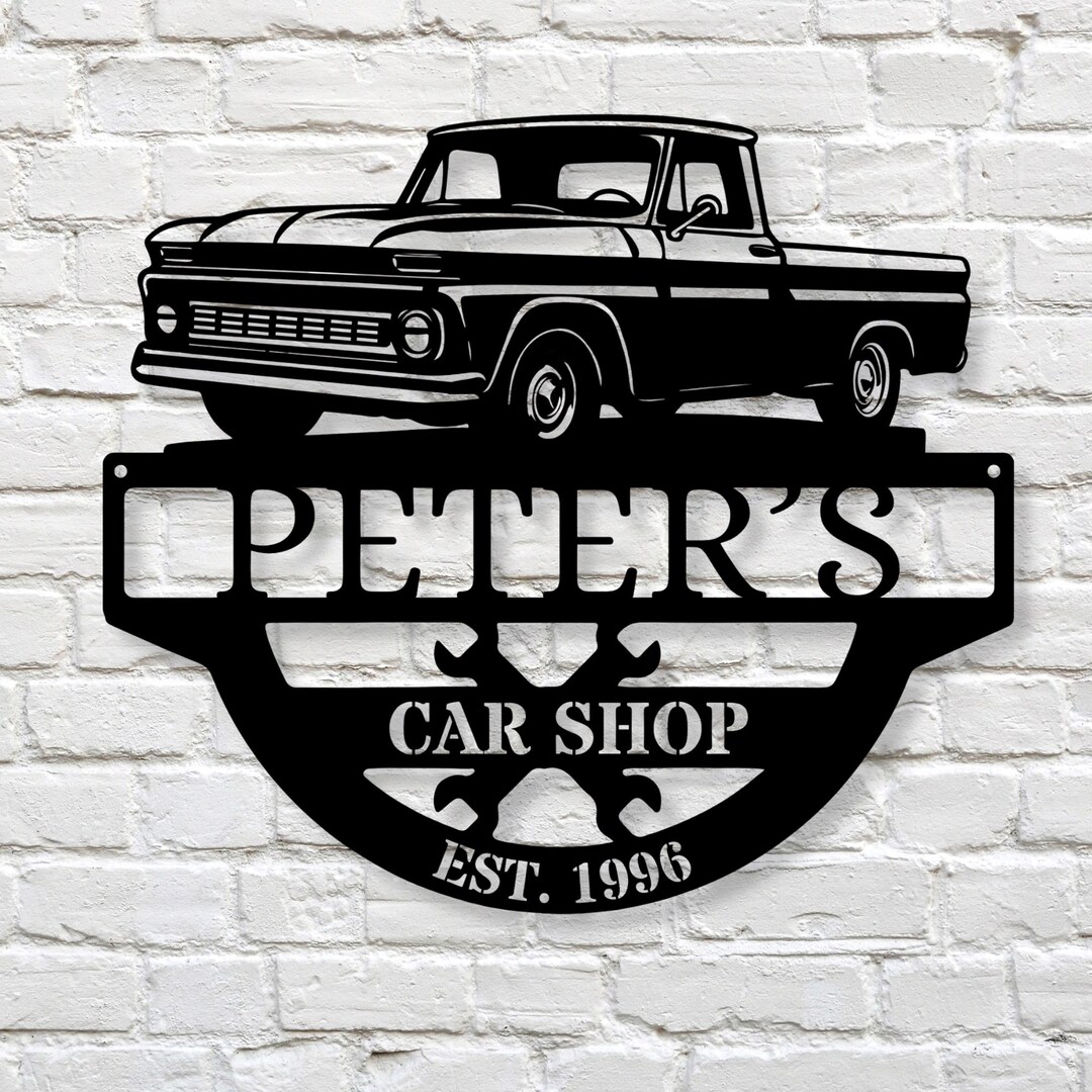 Custom Car Garage Sign, Established Sign, Mechanic Gift, Car Shop Metal ...