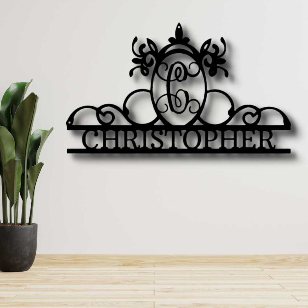 Initial and Name Metal Sign, Custom Initial and Name Metal Sign, Indoor ...