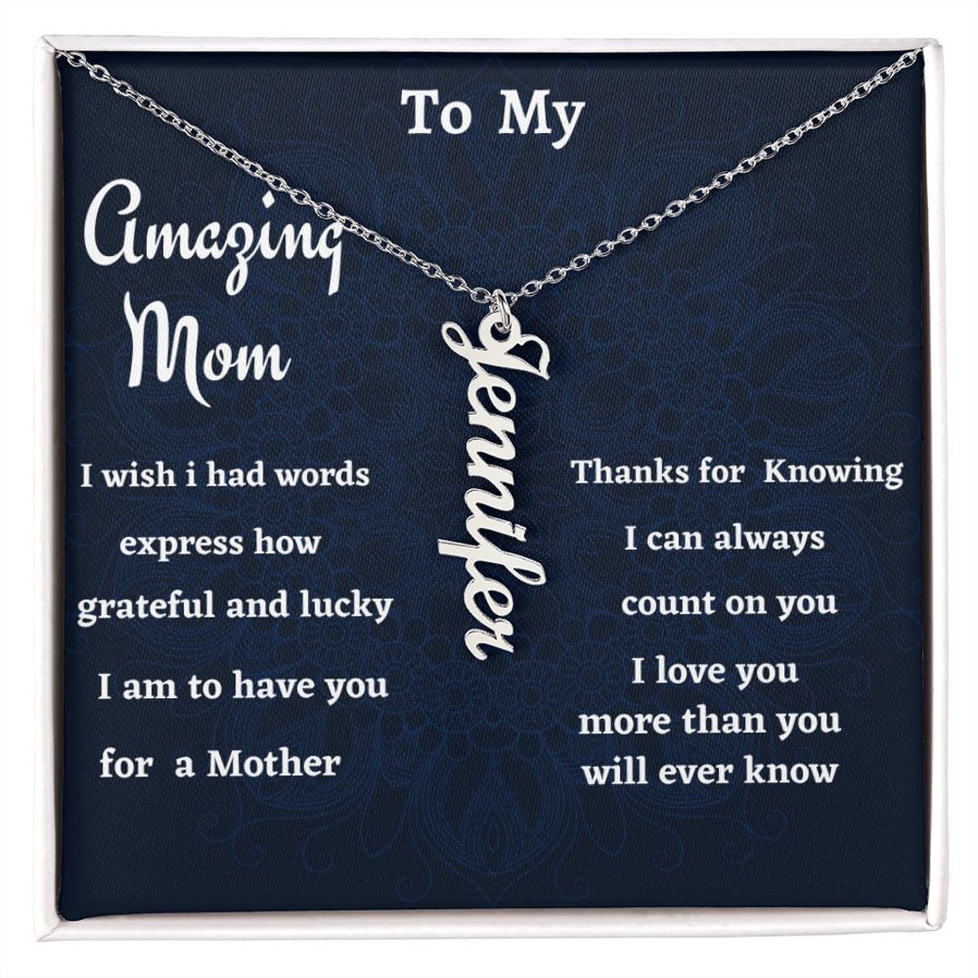 To My Amazing Mom Vertical Name Necklace, Birthday Gift for an Amazing ...