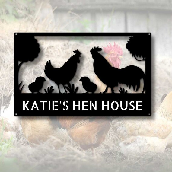 Home Décor Home & Living Wall Décor Personalized Chicken Coop Metal ...