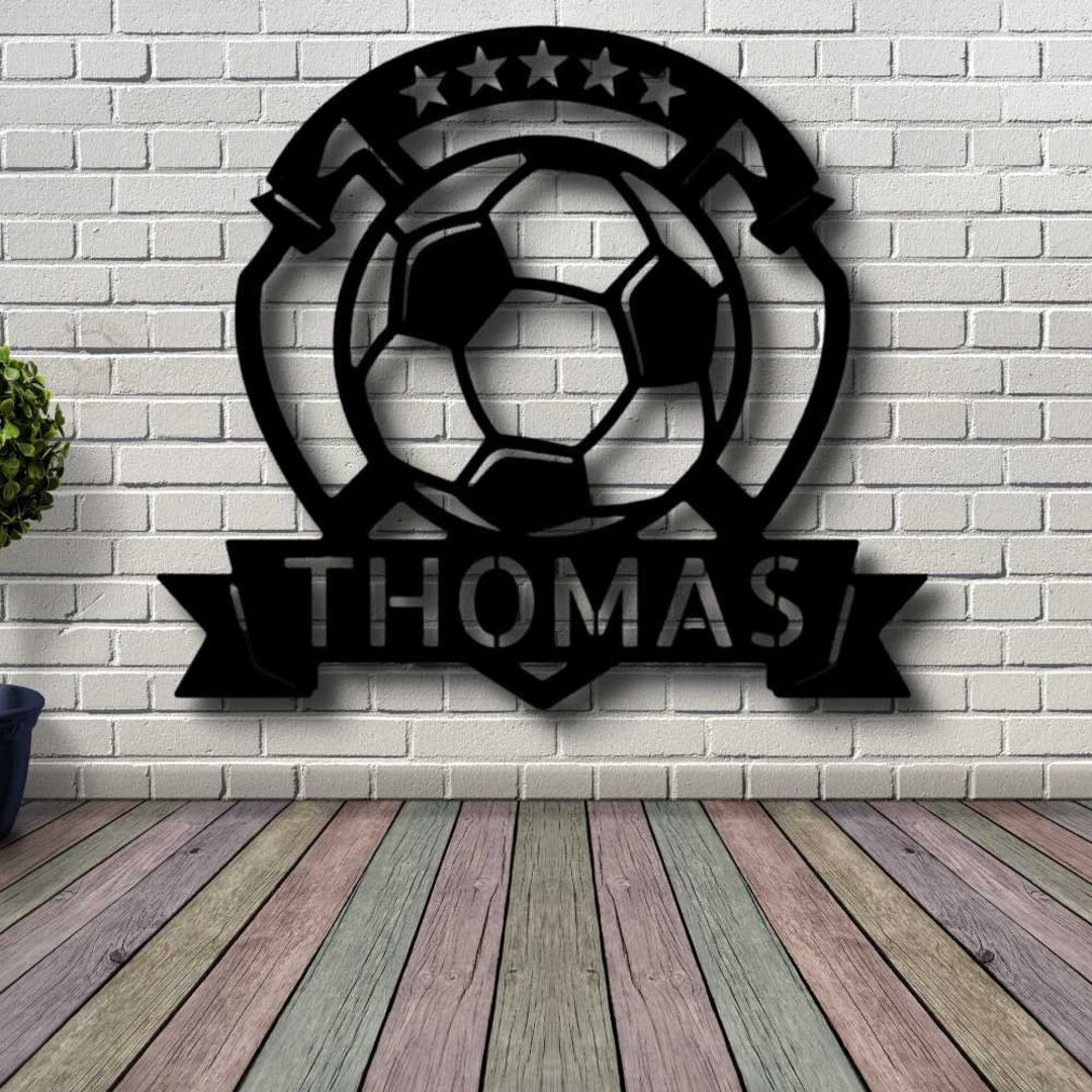 Soccer Plaque Metal Sign With Name, Home Decor, Personalized Soccer ...