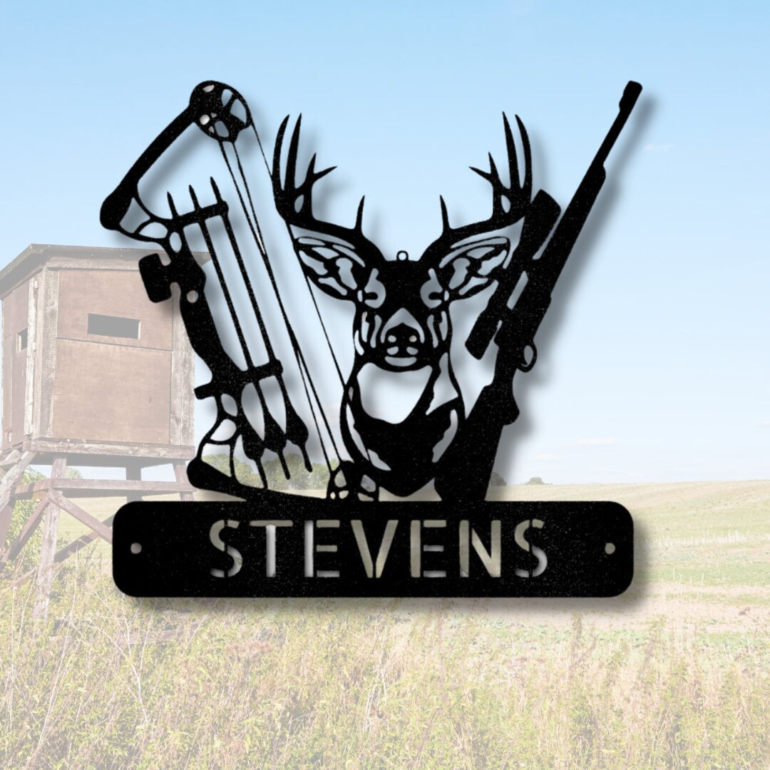 Personalized Deer Sign, Steel Last Name Metal Art, Cabin Metal Sign ...