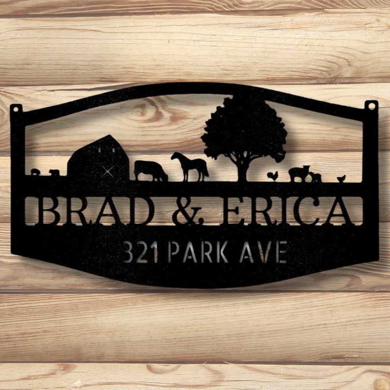 Personalized Farm Metal Sign, Custom Family Name Plaque, Metal Address ...