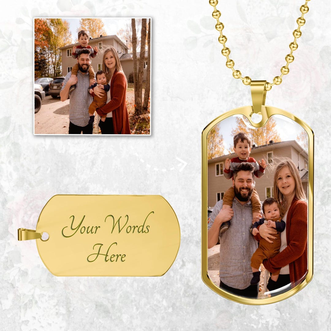 Dog Tag Photo Gift for Him Custom Picture Necklace, Dog Tag Photo ...