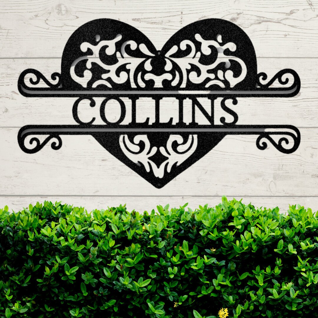 Beautiful Heart Name Metal Signs, Custom Family Name Sign, Metal ...
