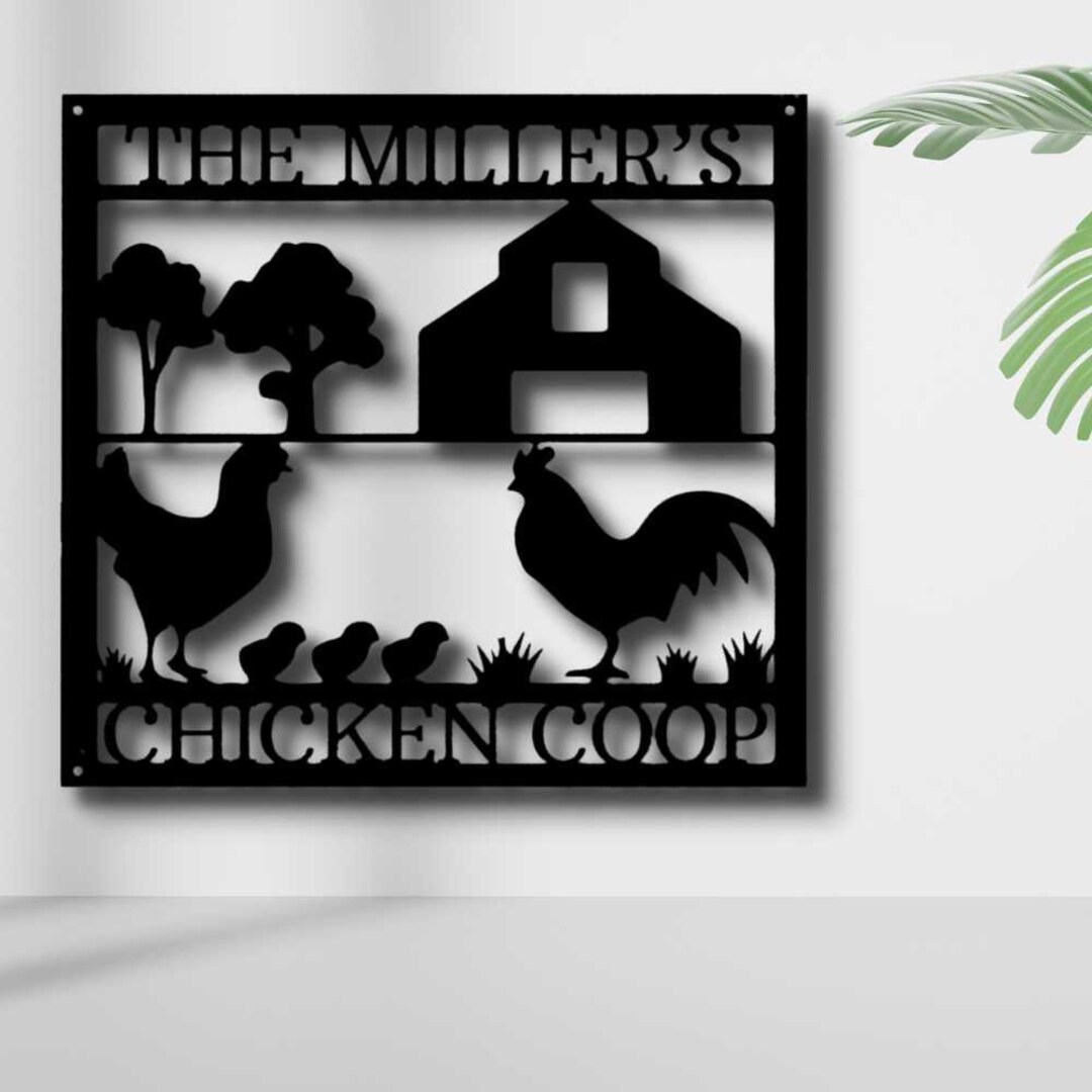Personalized Chicken Coop Sign, Farmhouse Metal Art Décor, Custom ...