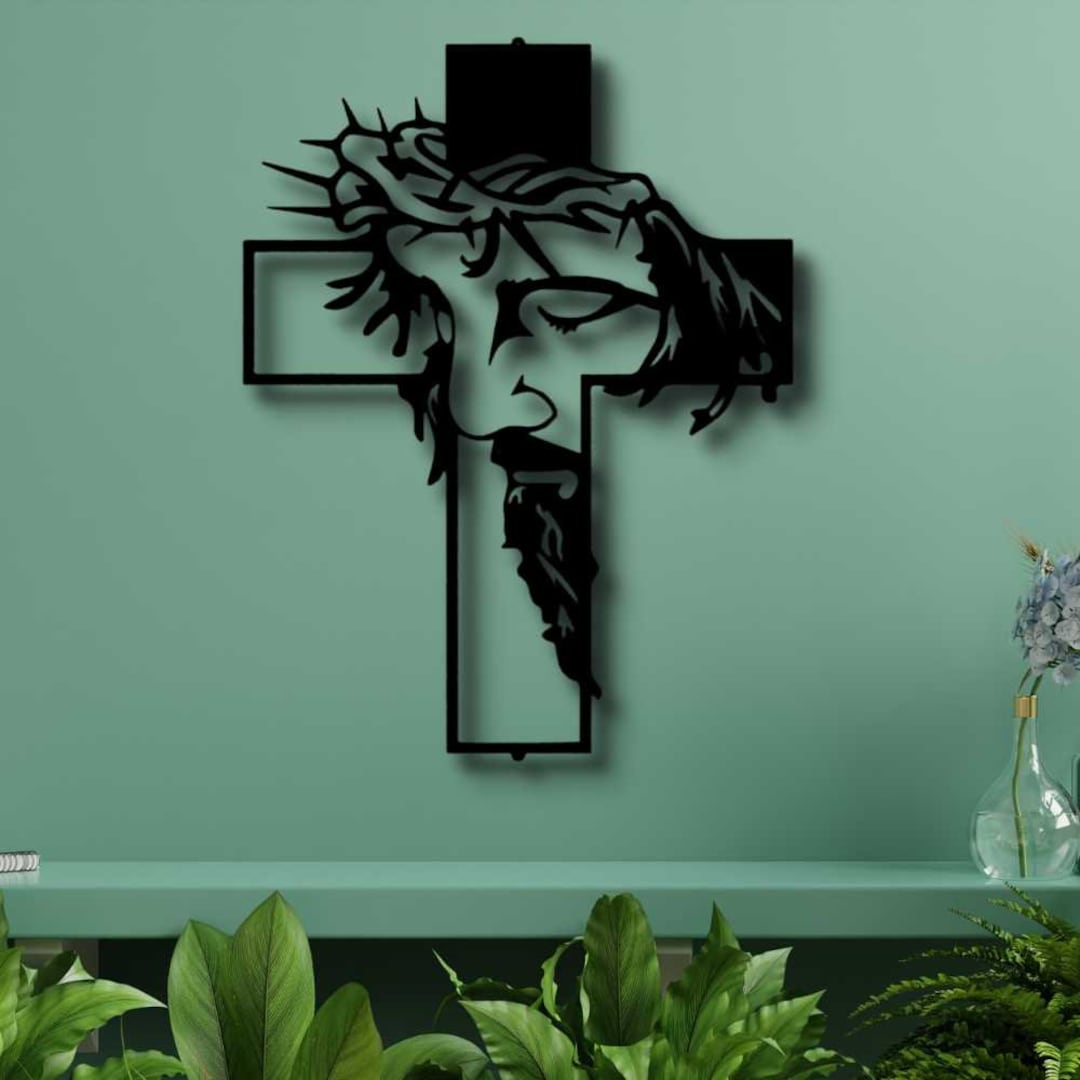 Christ Cross Metal Sign, Living Room Wall Decor, Religious Wall ...