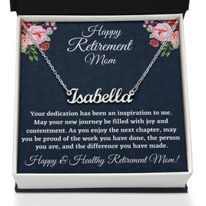 Happy Retirement Mom Custom Name Necklace, Personalized Name Necklace ...
