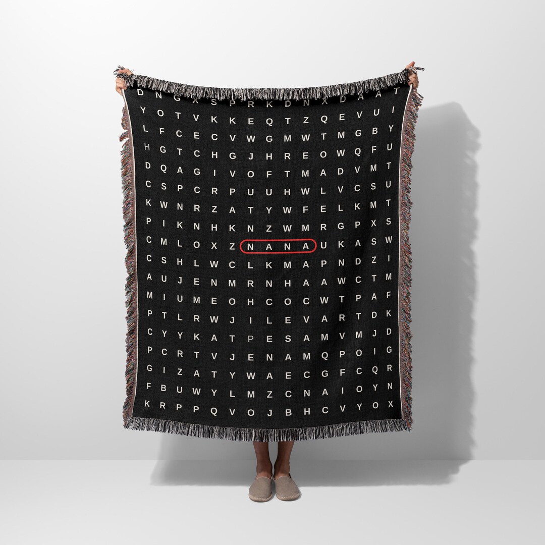 Personalized Woven Blanket, Word Search Puzzle Blanket, Family Name ...