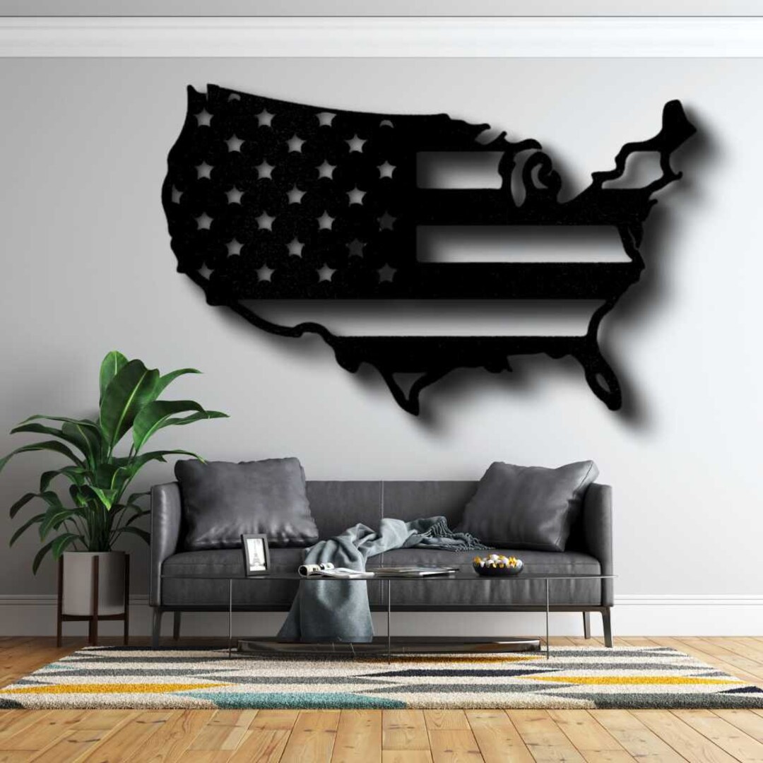 USA Flag Map Metal Sign USA Flag Map Metal Art Gift for - Etsy