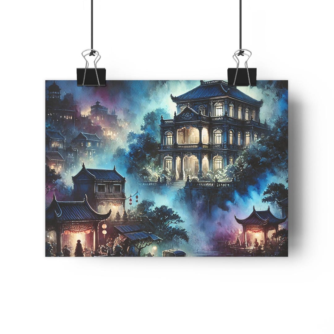 Dark City of Dreams Giclée Art Print - Mystical Urban Wall Art, Fantasy ...