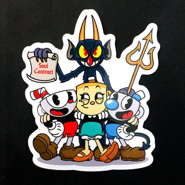 Cuphead, Mugman, Chalice & the Devil Fan Art Sticker - Etsy UK
