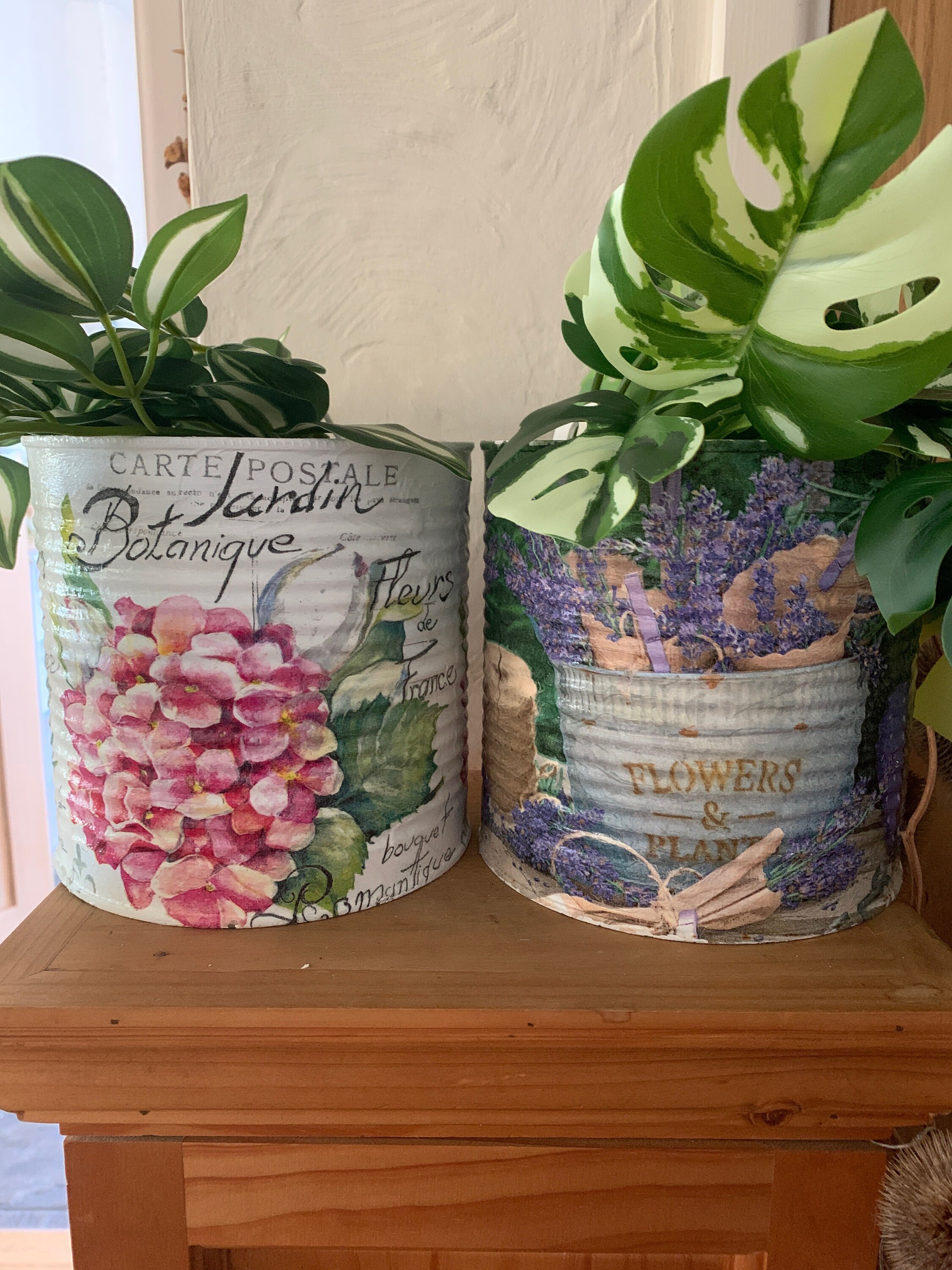 Decoupaged Flower Tins 15cm X15 Cm Various Designs/ Handmade / - Etsy UK