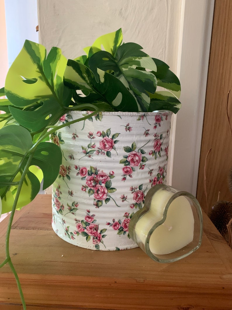 Decoupaged Flower Tins 15cm X15 Cm Various Designs/ Handmade / - Etsy UK