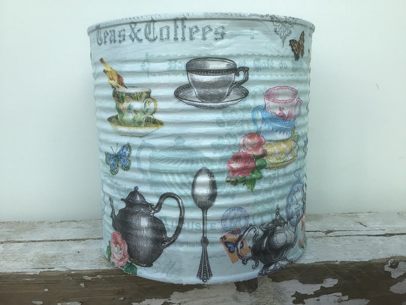 Decoupaged Flower Tins 15cm X15 Cm Various Designs/ Handmade / - Etsy
