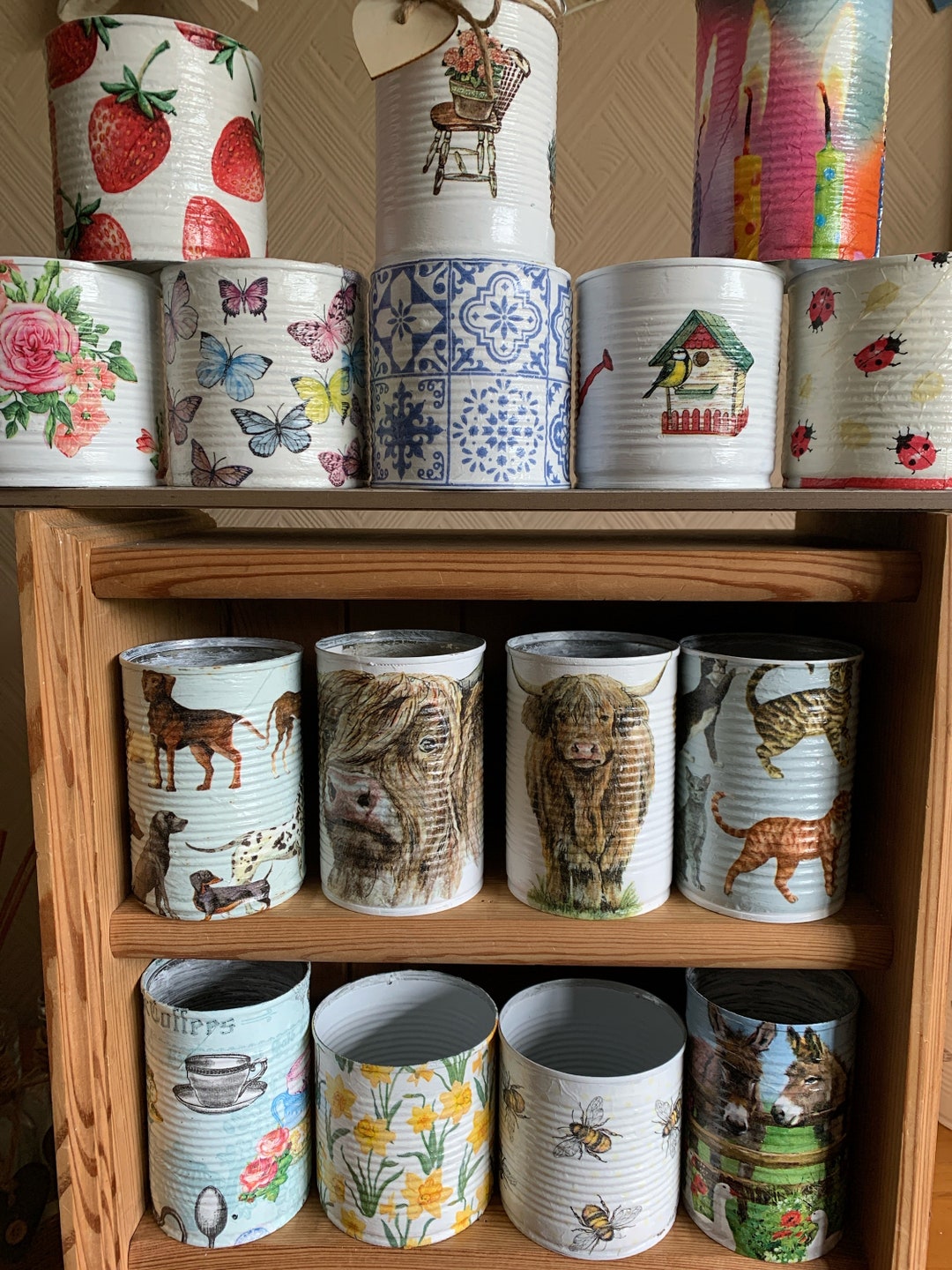 Decoupaged Tins Various Designs/pen Pots/gift - Etsy UK