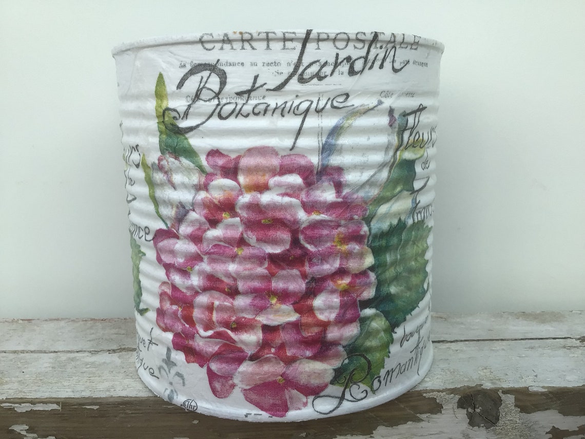 Decoupaged Flower Tins 15cm X15 Cm Various Designs/ Handmade / - Etsy