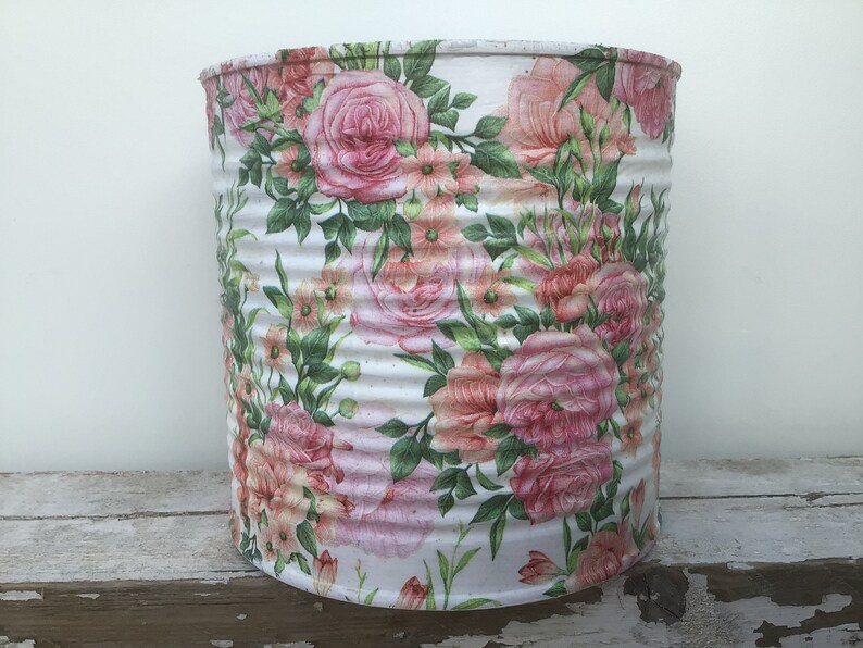 Decoupaged Flower Tins 15cm X15 Cm Various Designs/ Handmade / - Etsy