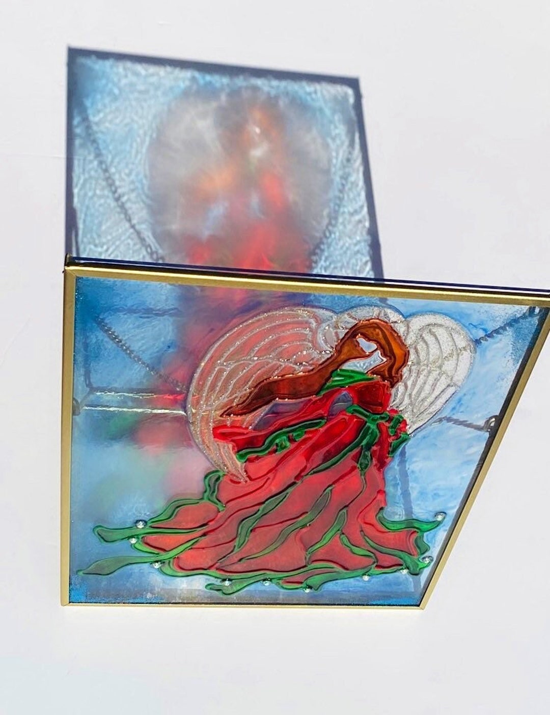 Angel Stained Glass Painting Producthandmade Red Angel - Etsy