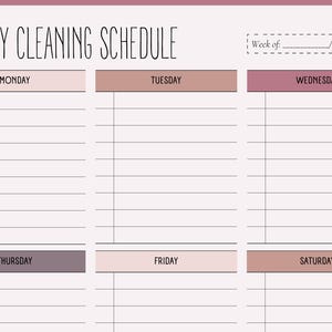 Weekly Cleaning Schedule - Etsy