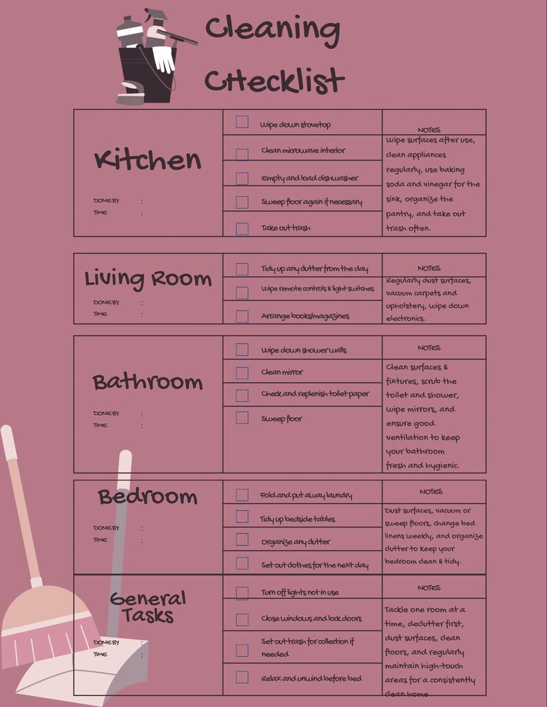 Cleaning Checklist - Etsy