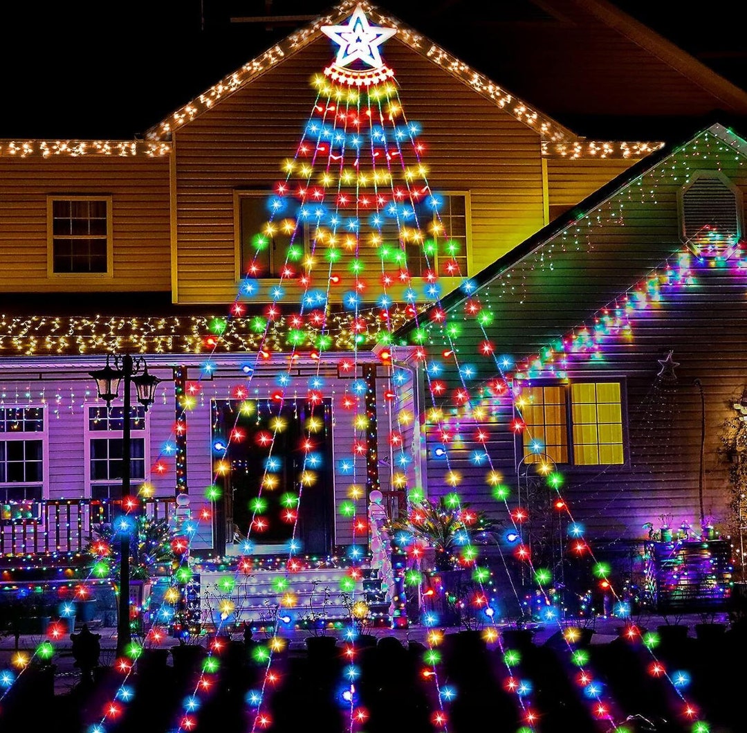 350 LED Christmas Outdoor Star String Lights Xmas Tree Toppers Fairy ...