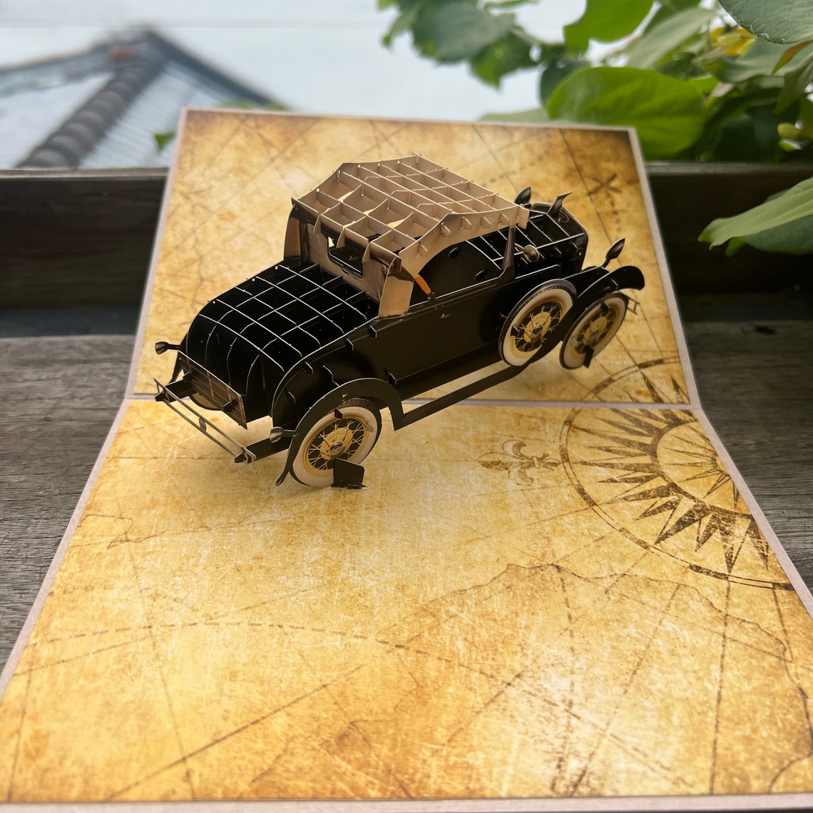 Personalized 3D Black Car Pop-up Card: Vintage Auto Birthday Greeting ...