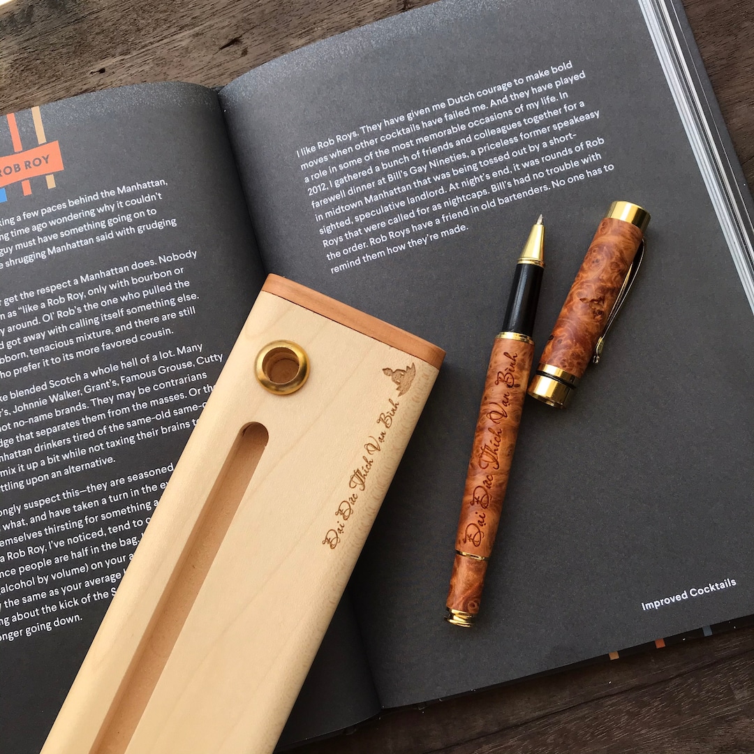 Engraved Pen Set Dragon-blood Wood With Box, Personalized Pen, Engraved ...