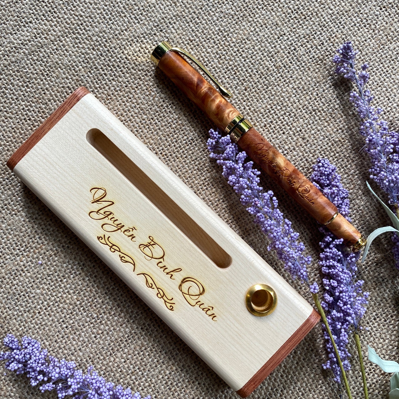 Engraved Pen Set Dragon-blood Wood With Box, Personalized Pen, Engraved ...