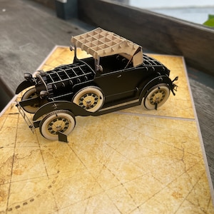 Personalized 3D Black Car Pop-up Card: Vintage Auto Birthday Greeting ...