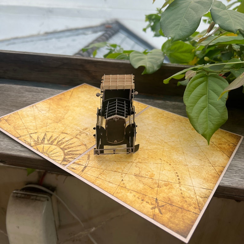 Personalized 3D Black Car Pop-up Card: Vintage Auto Birthday Greeting ...