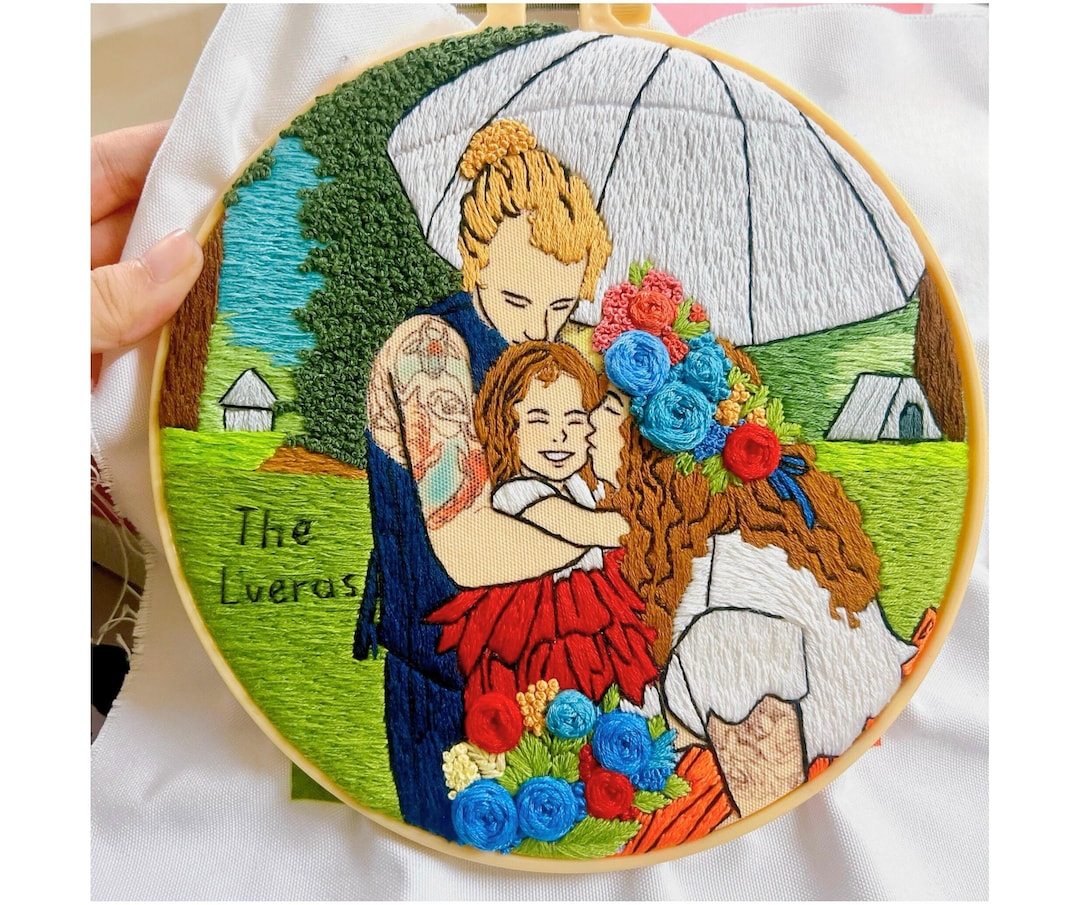 Hand-embroidered Portrait: Custom People & Pet Embroidery Art - Etsy