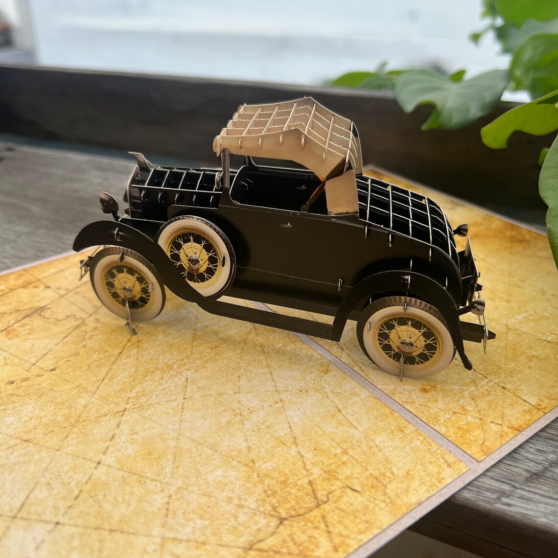 Personalized 3D Black Car Pop-up Card: Vintage Auto Birthday Greeting ...