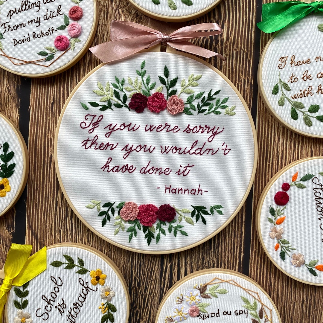 Custom Text Embroidery in Cursive Font Flowers Botanical - Etsy UK