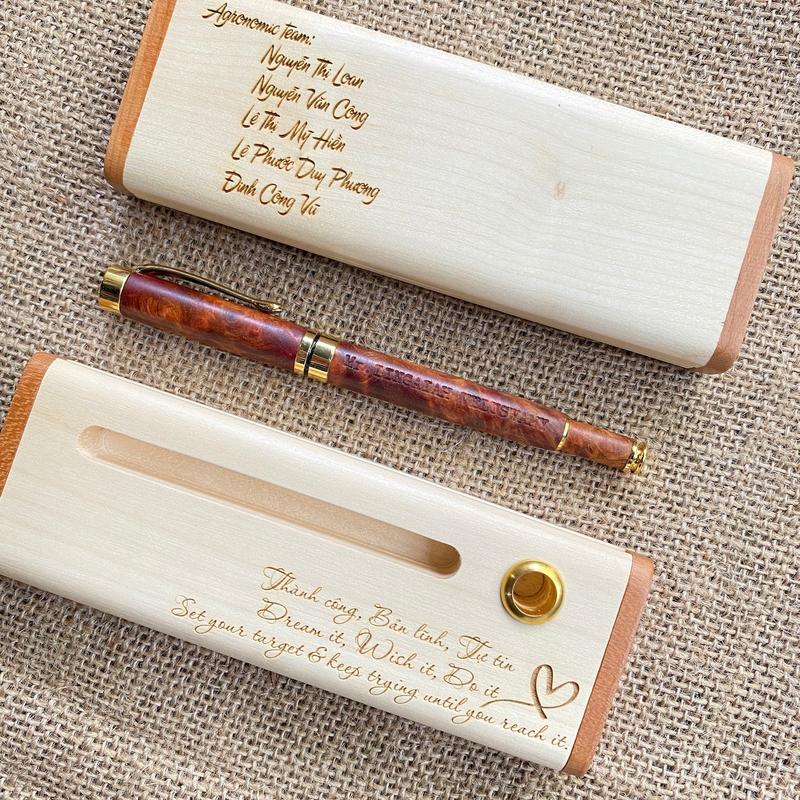 Engraved Pen Set Dragon-blood Wood With Box Personalized Pen | Etsy