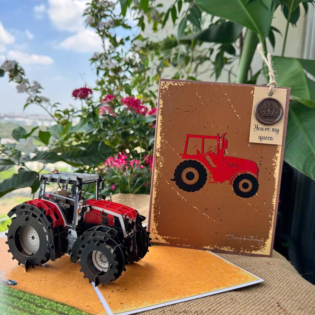Personalized 3D Tractor Pop up Card: Farm Birthday, Engraved Name - Etsy