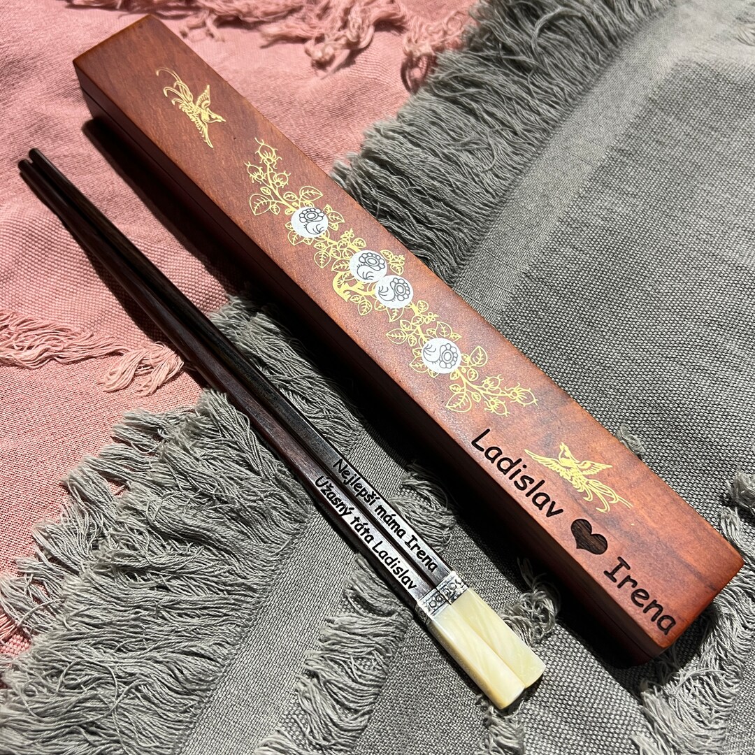 Engraved Rosewood Chopsticks Box: Personalized Wedding Favor - Etsy