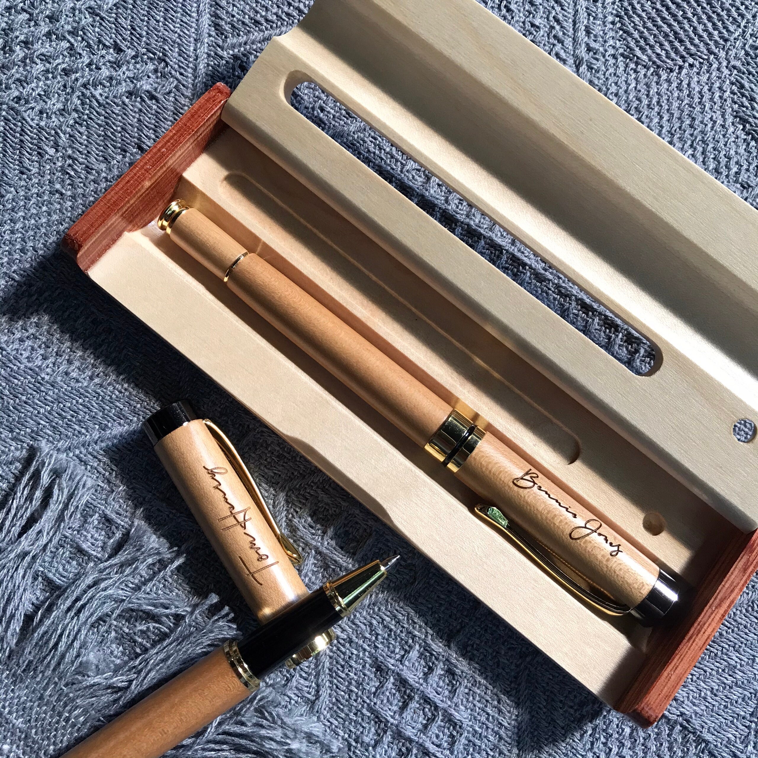 Engraved Pen Set With Box Personalized Pen Maple Engraved - Etsy Denmark