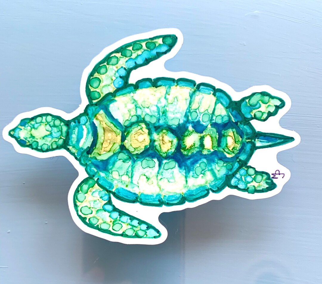 Green Seaturtle Waterproof Sticker - Etsy