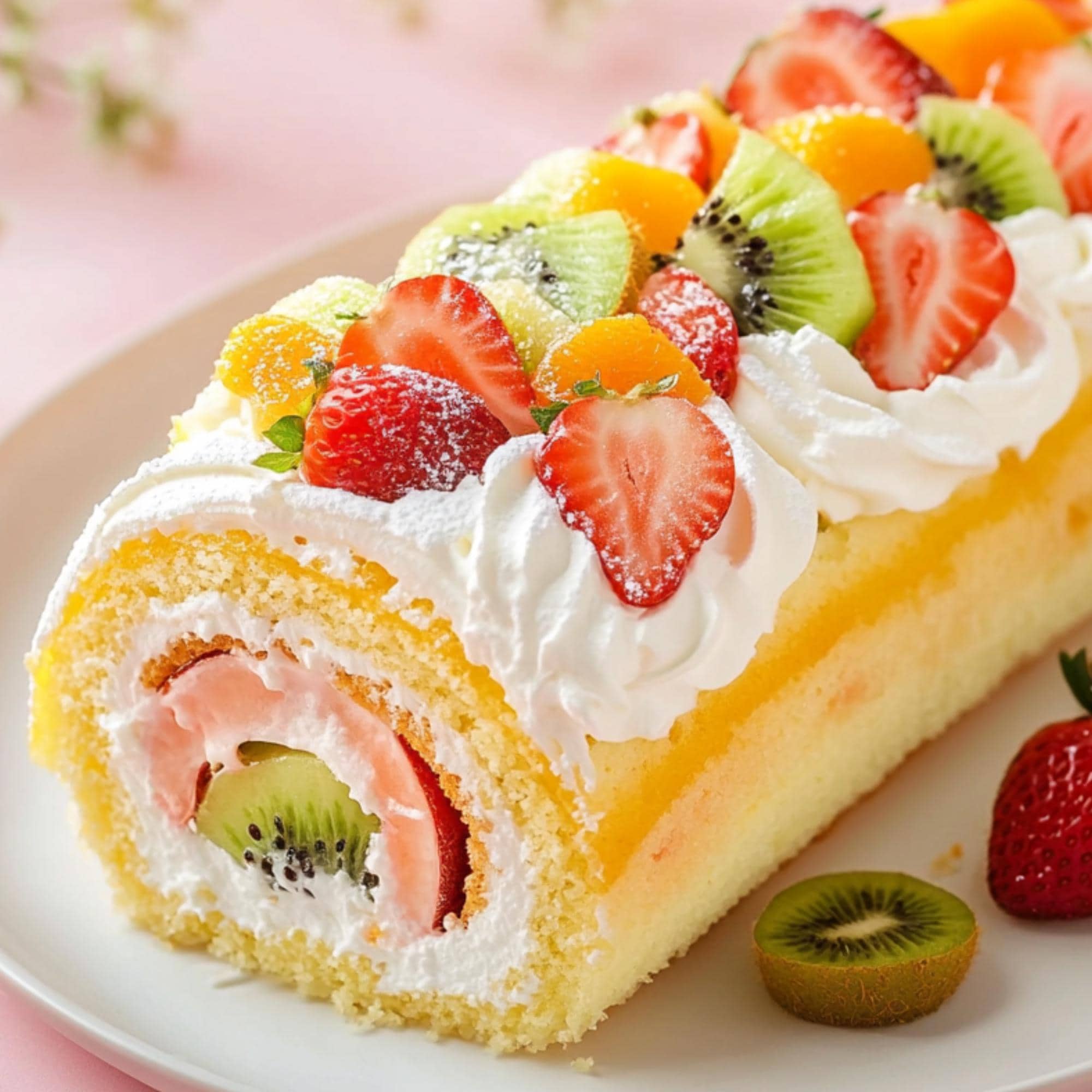 THE BEST Tropical Fruit Swiss Roll Cake Recipe - Light and Fluffy ...