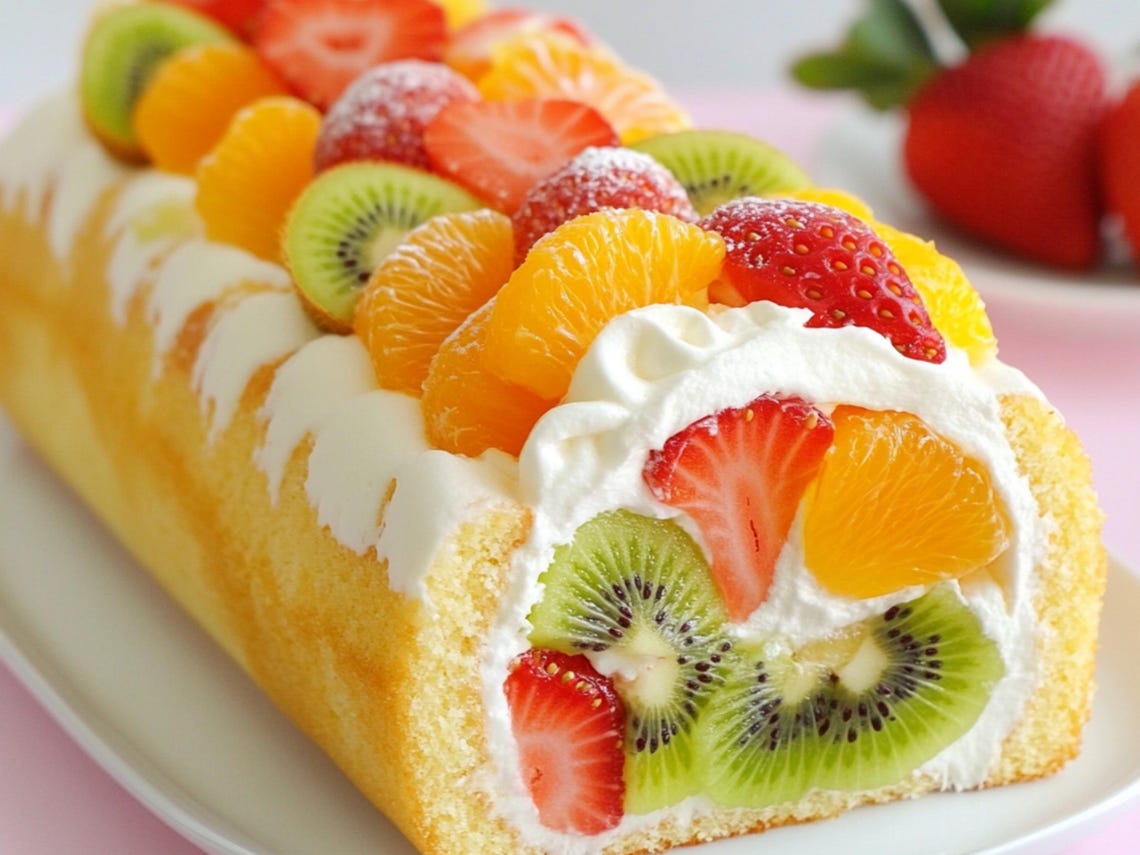 Best Recipe Download – Tropical Fruit Swiss Roll Cake | Fruity Cakes ...