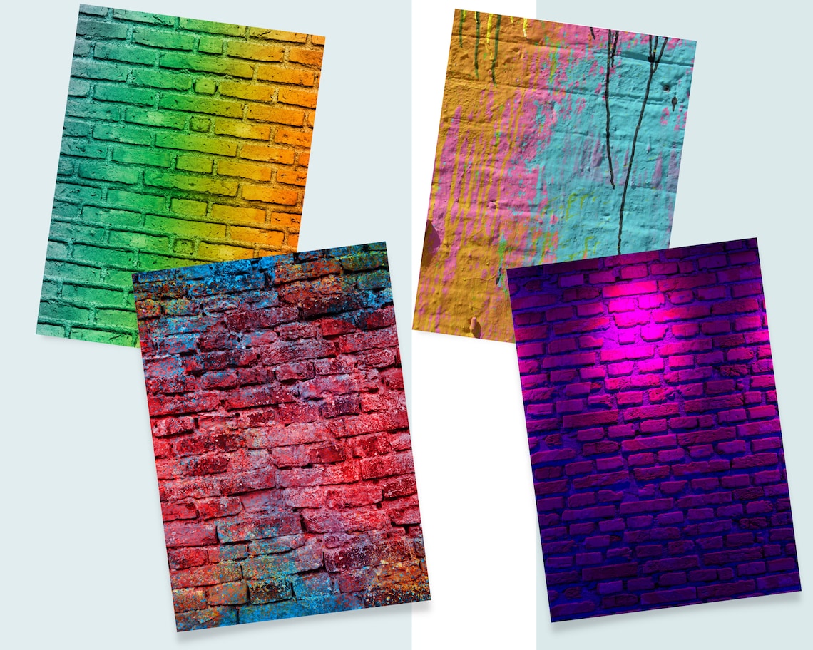 Graffiti Brick Wall Colorful Background Digital Papers - Etsy