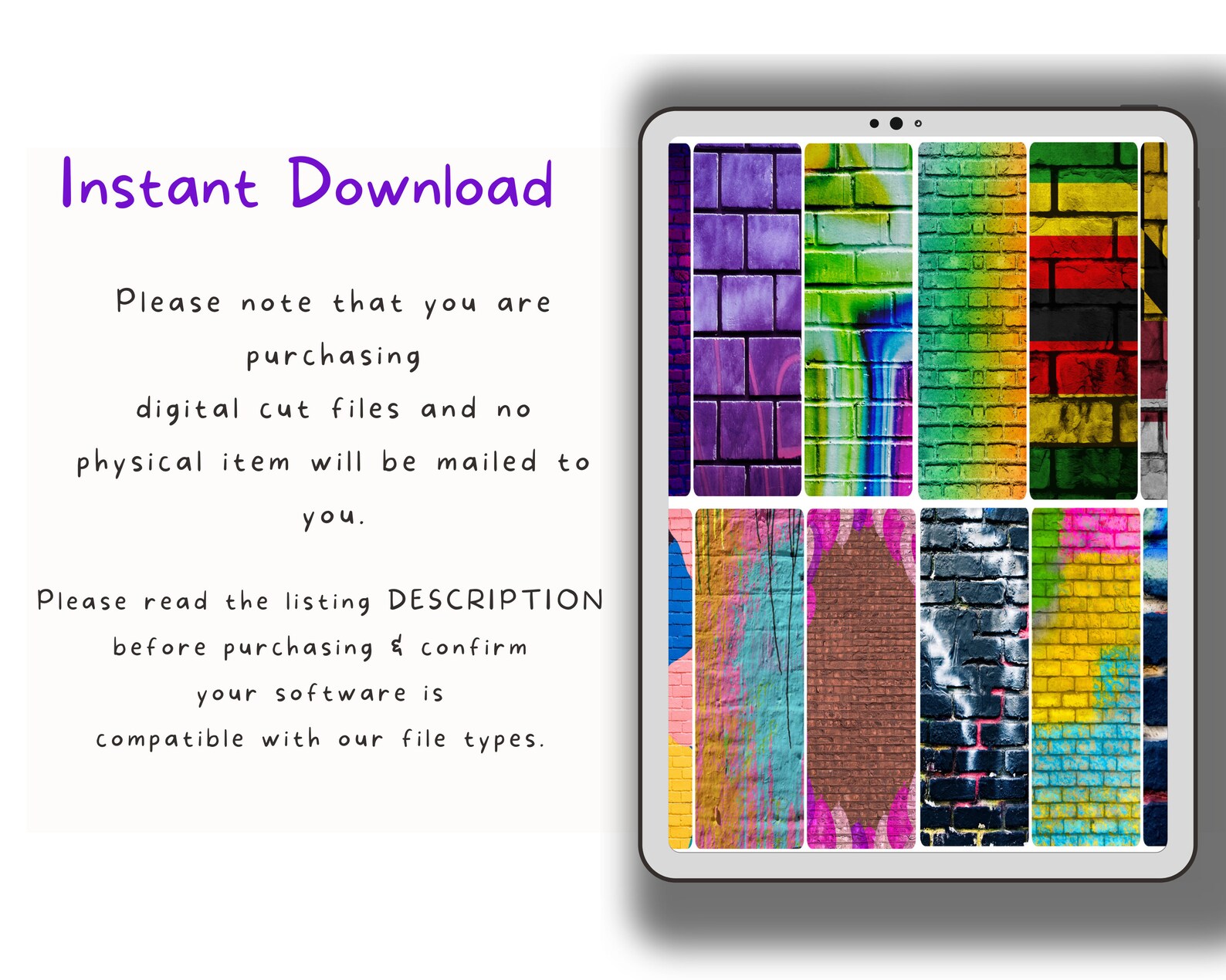 Graffiti Brick Wall Colorful Background Digital Papers - Etsy