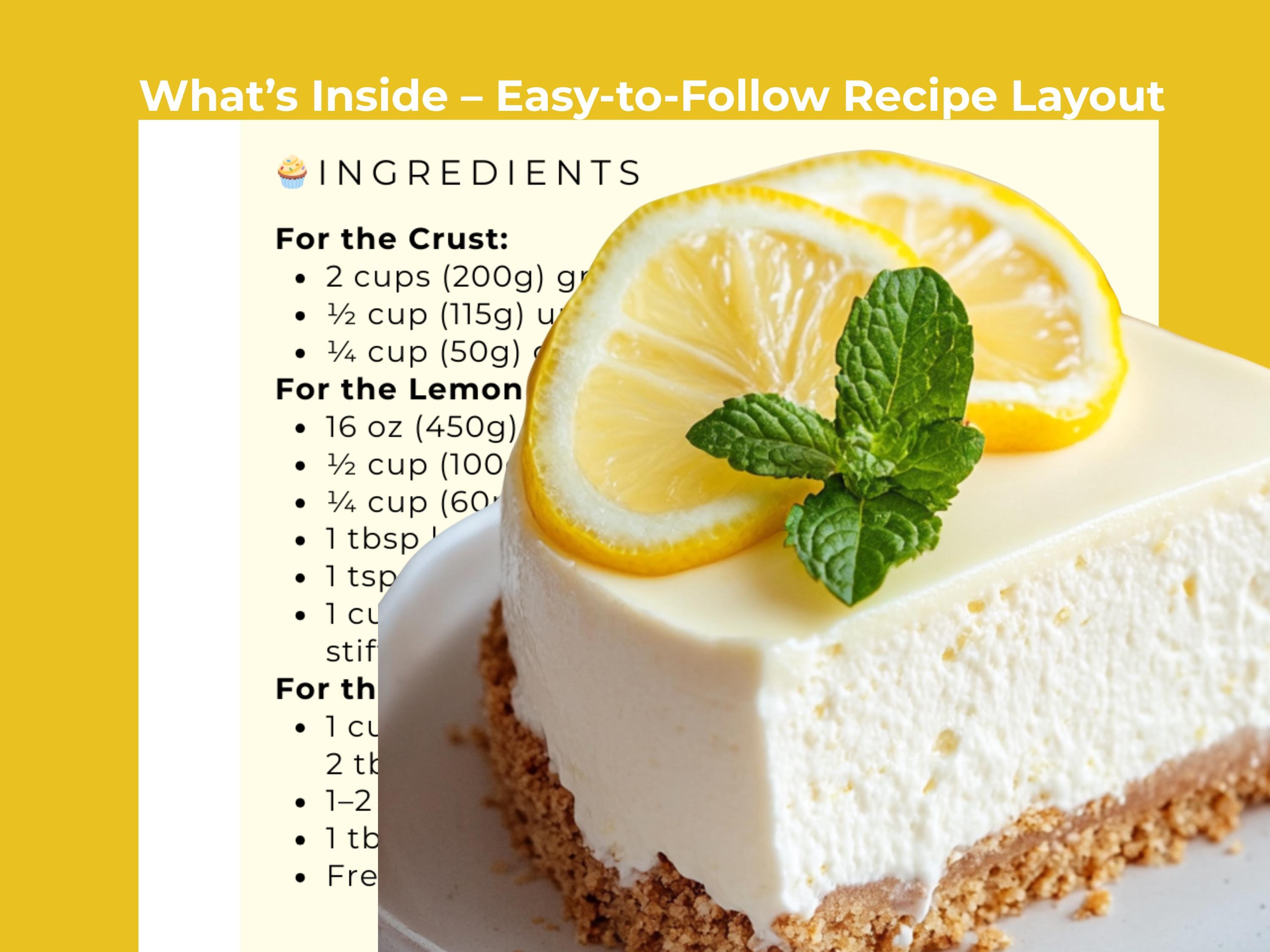 Creamy No-bake Lemon Cheesecake Recipe (digital PDF Download) - Etsy UK