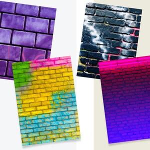 Graffiti Brick Wall Colorful Background Digital Papers - Etsy