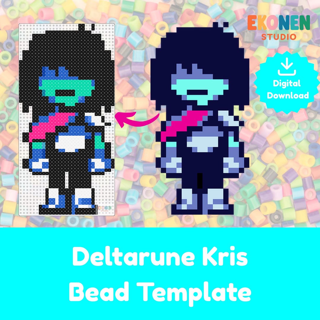 Deltarune Kris Pixel Bead Pattern | DIY Perler Hama Template (digital ...