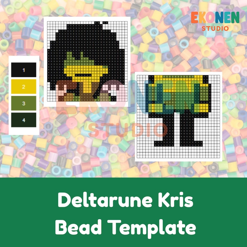 Deltarune Kris Human Pixel Bead Pattern | DIY Perler Hama Template ...
