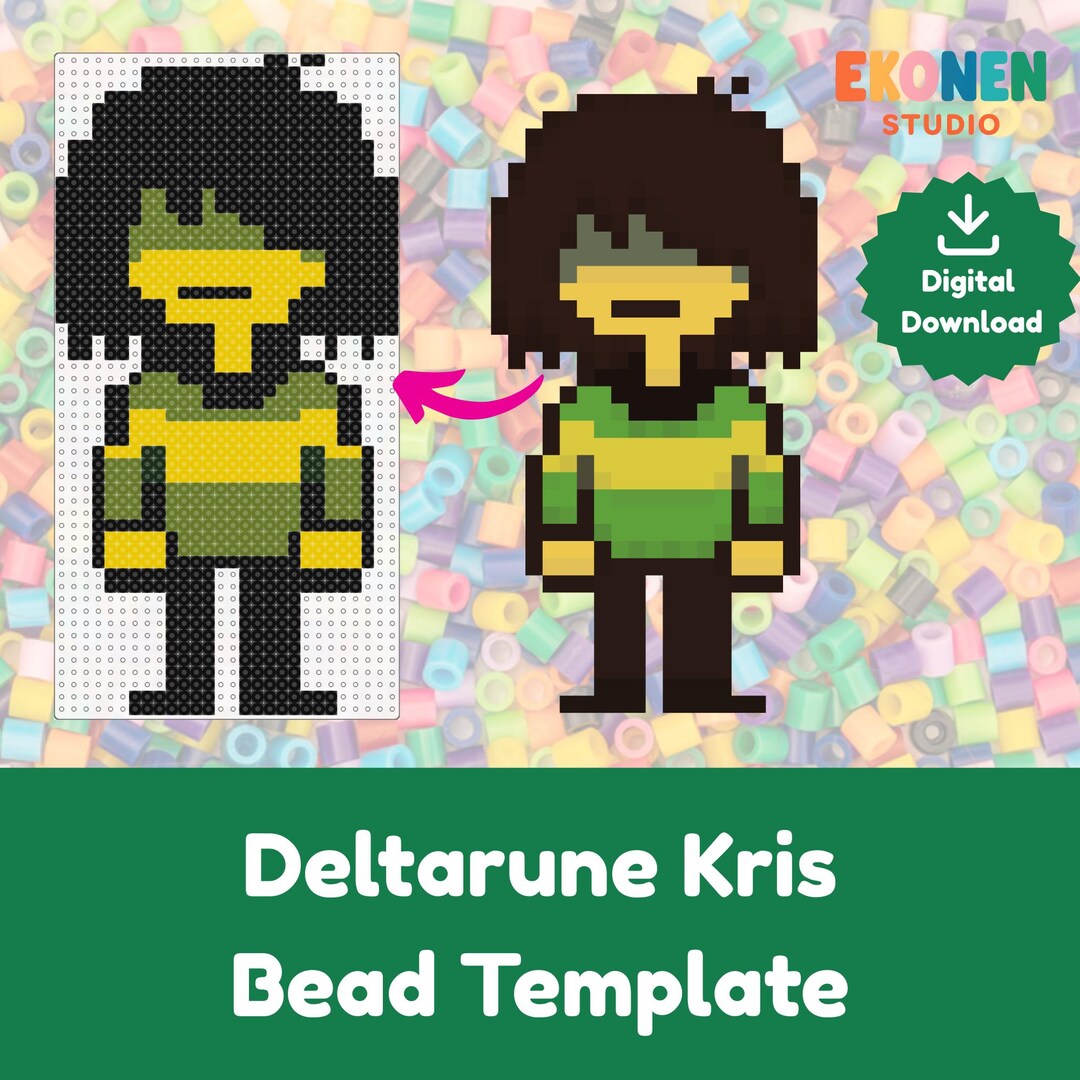 Deltarune Kris Human Pixel Bead Pattern | DIY Perler Hama Template ...