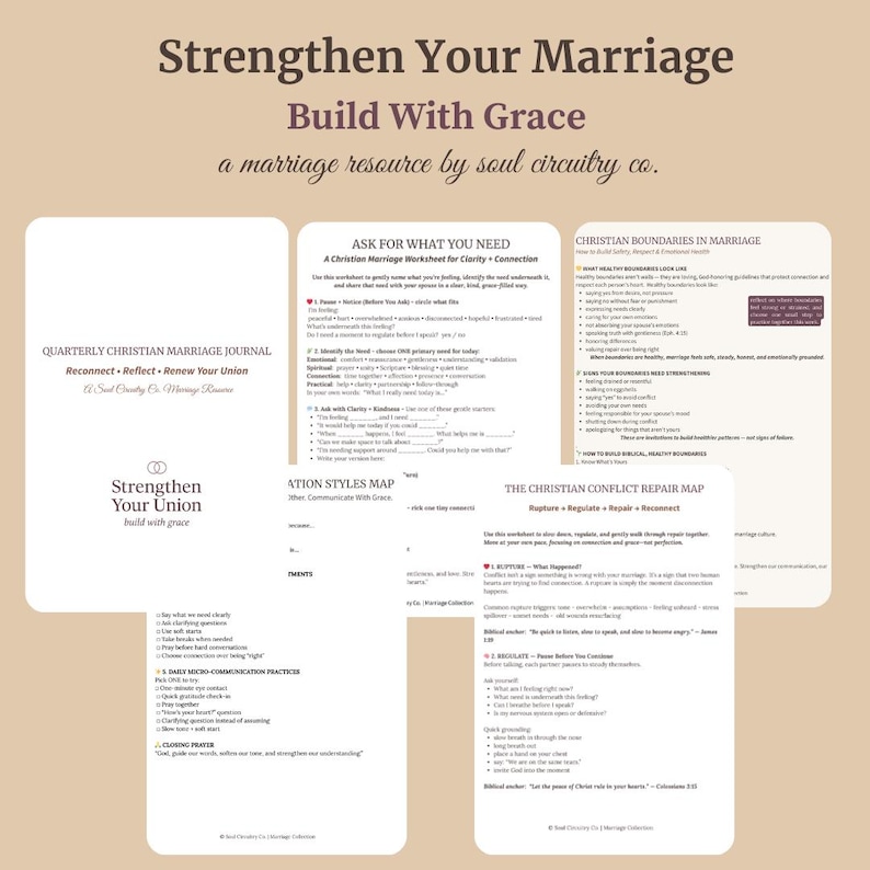 Christian Marriage Worksheet Bundle | Couples Communication ...