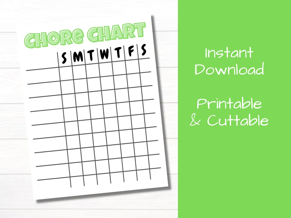 Chore Chart SVG PNG PDF Jpg Cut File, Printable Chore Chart ...